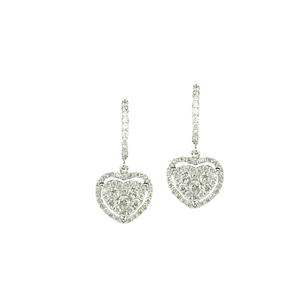 Diamond heart dangle earrings store